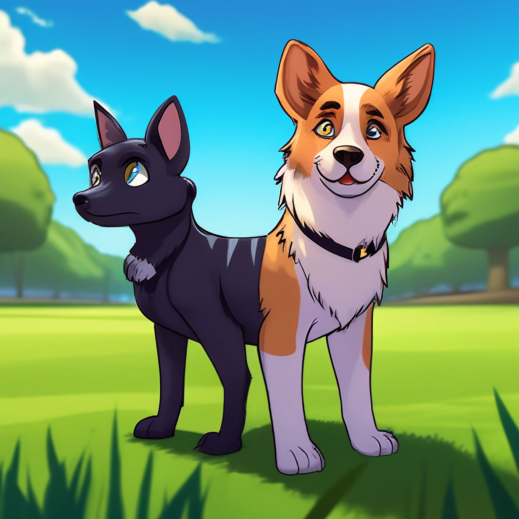 Dibujo Híbrido De Gato Y Perro Cachorro Ojos Azules Híbrido Perro