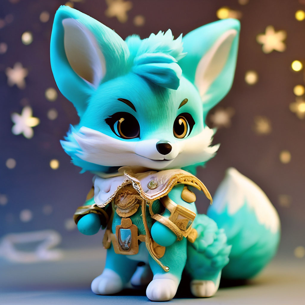 "🎁 for @nivalfox figurine, chibi version, portrait, cute turquoise ...