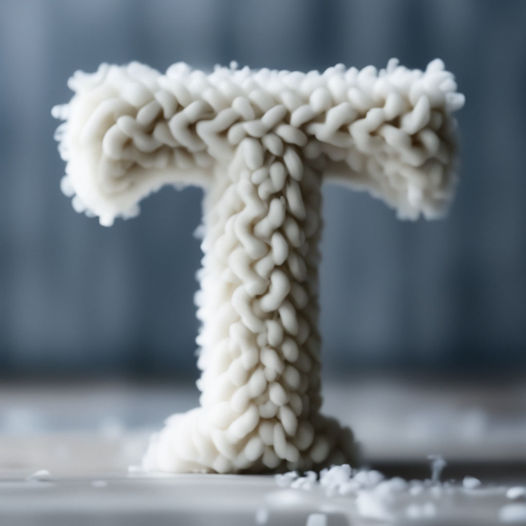 "Cute knitted fluffy wool letter “T” …" — image created in Shedevrum