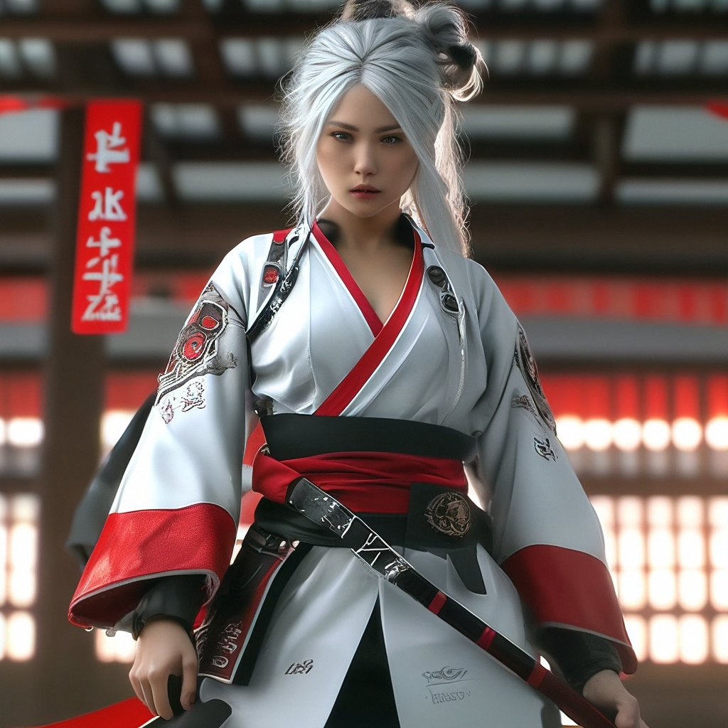 White Samurai Kimono