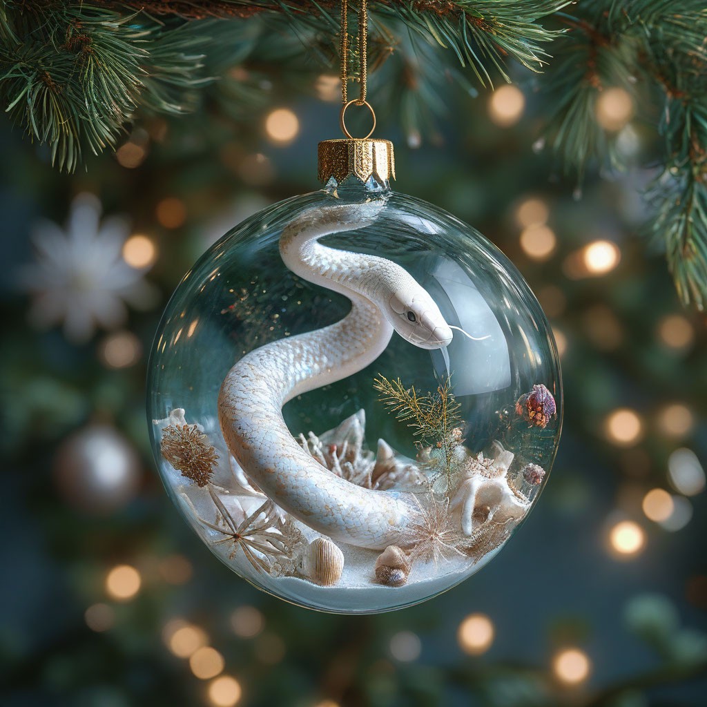 "Snowy long white snake in a transparent ball, natural, natural ...
