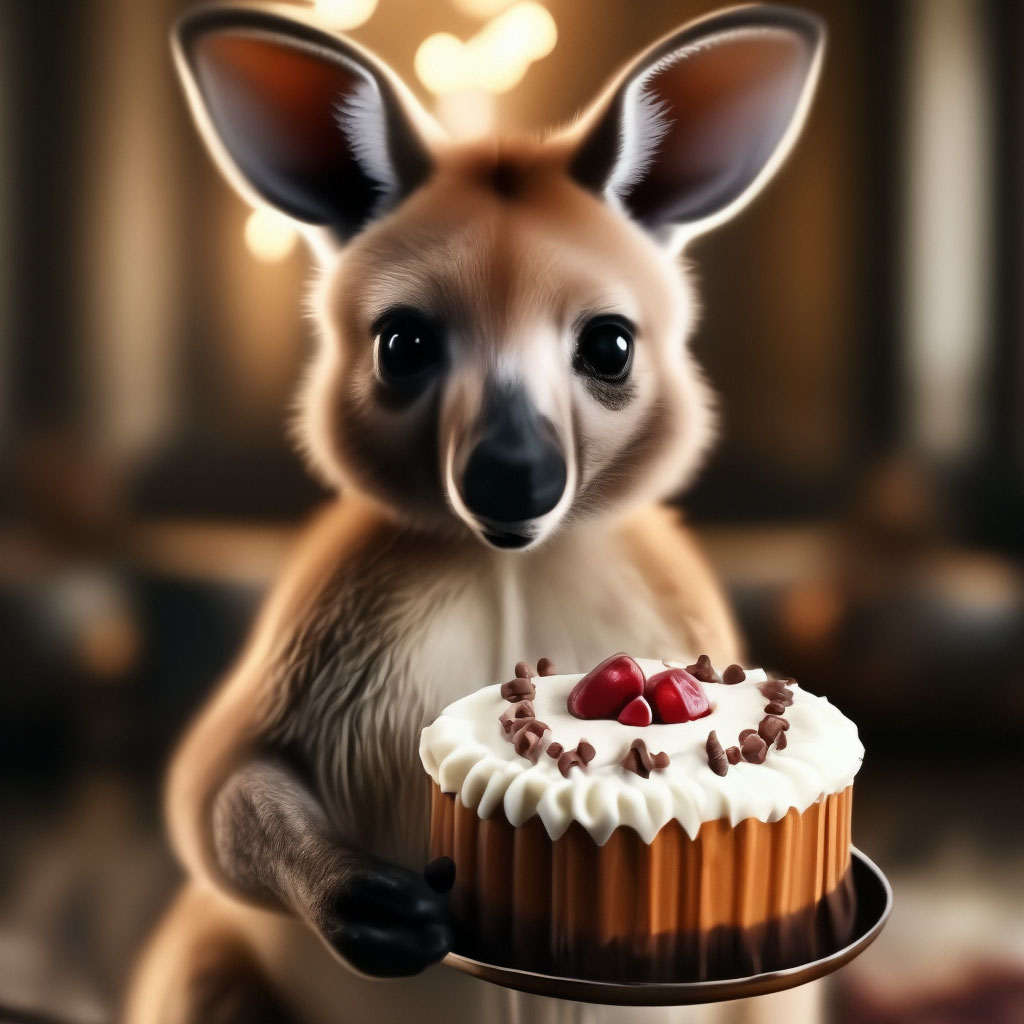 Kangaroo Holding A Birthday Cake Australia Kangaroo Thank You Card