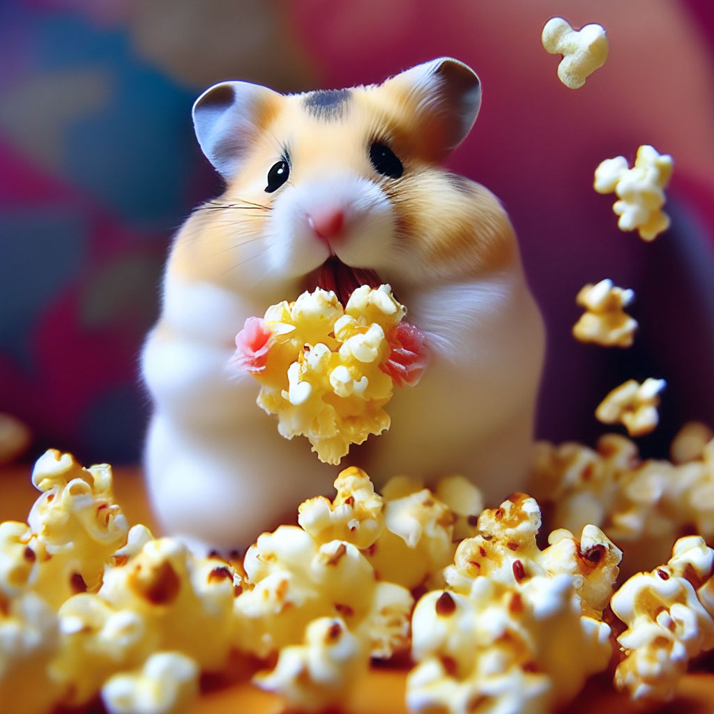 Hamster Eating Popcorn