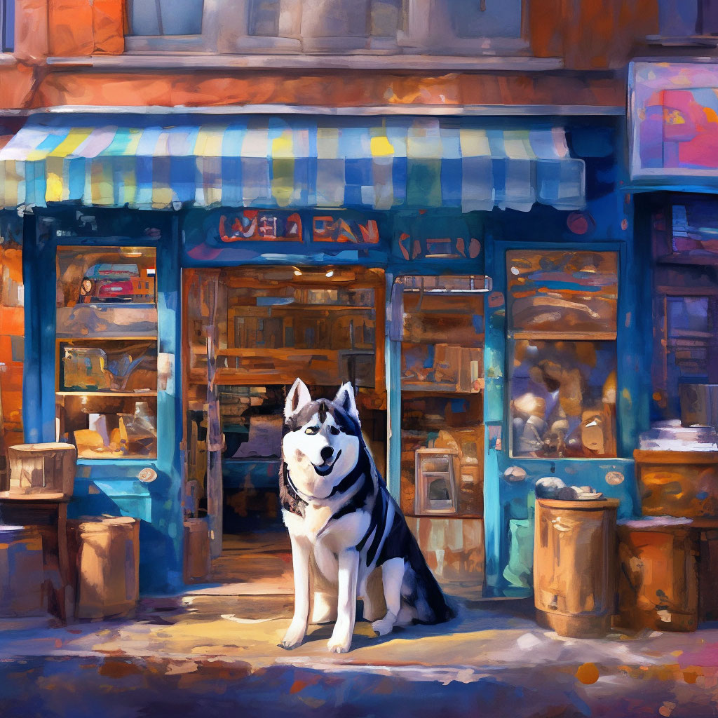 "Husky shop" — image created in Shedevrum