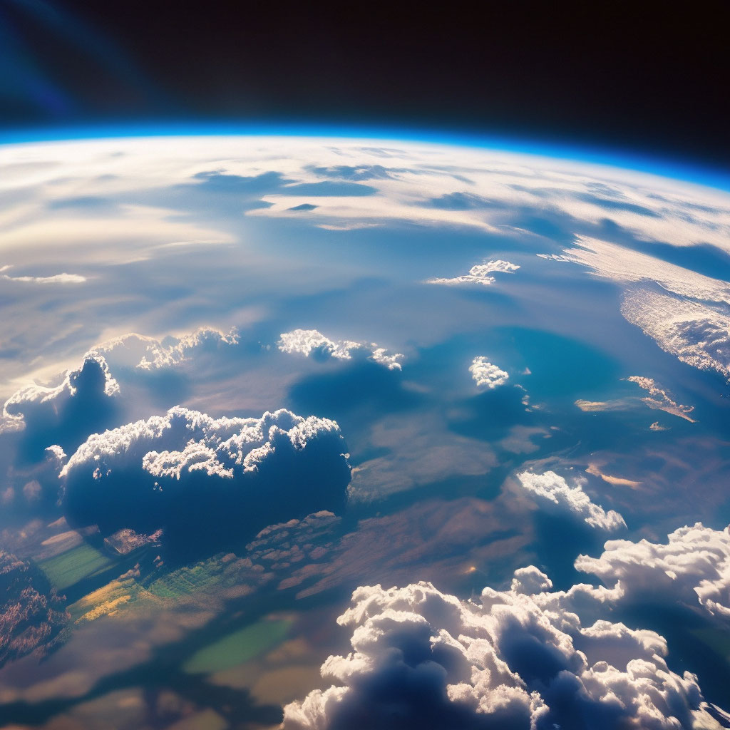 "View from the stratosphere to the …" — image created in Shedevrum