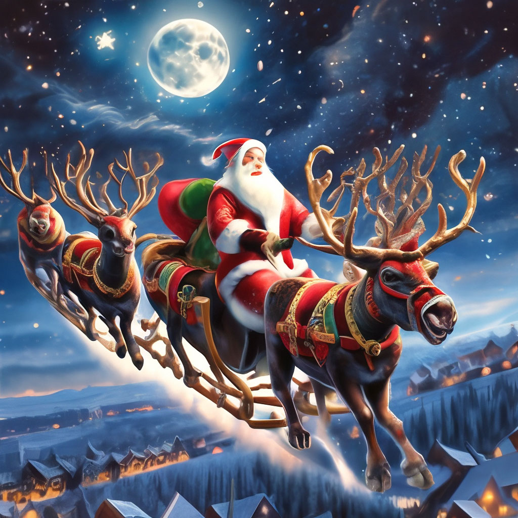 Trineo De Papa Noel Volando