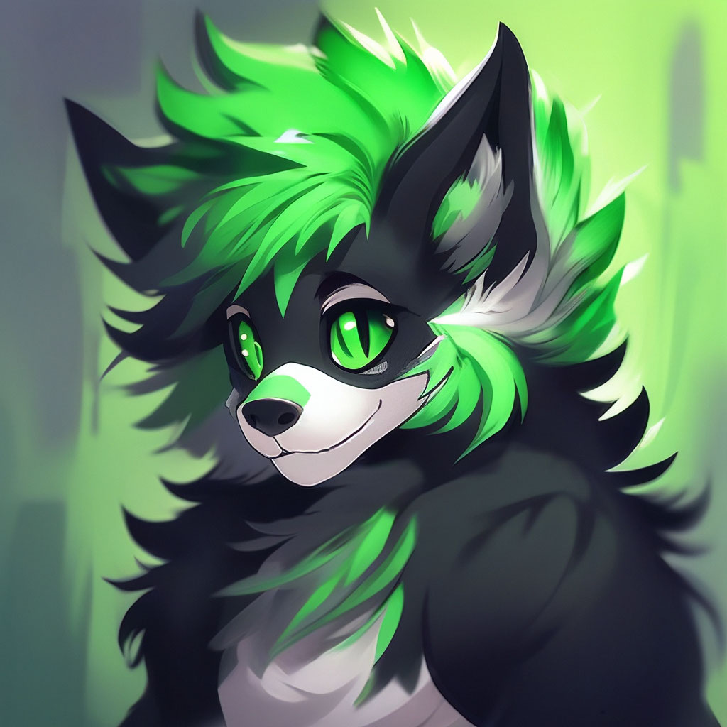 Black And Green Wolf Furry