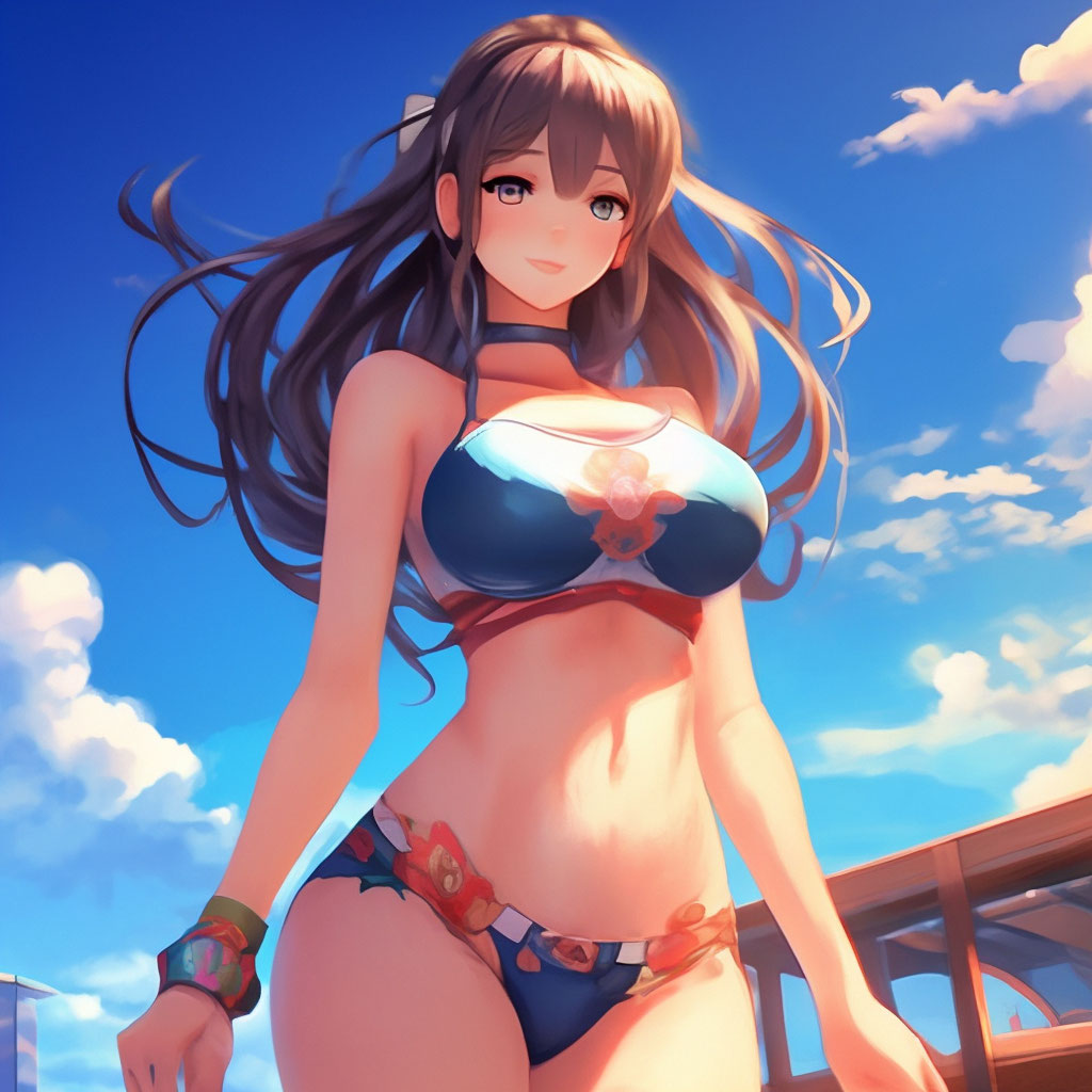 Anime girl with a big bra in a