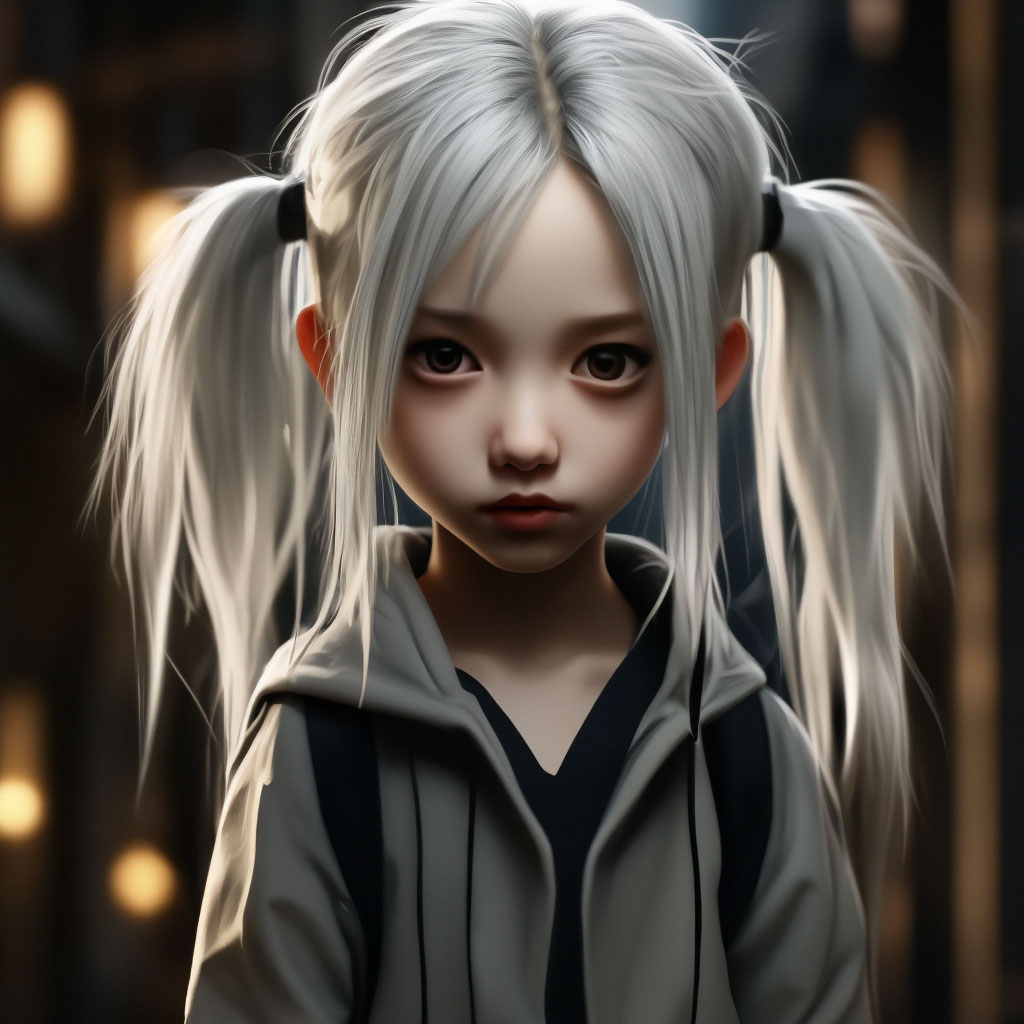 "Chibi is a cute albino girl with …" — image created in Shedevrum