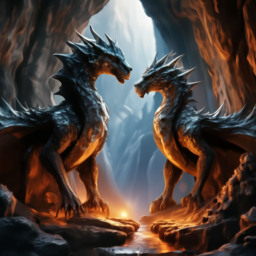 "Fantasía, mundo mágico, wyverna guarda la cueva de ágata" — imagen ...