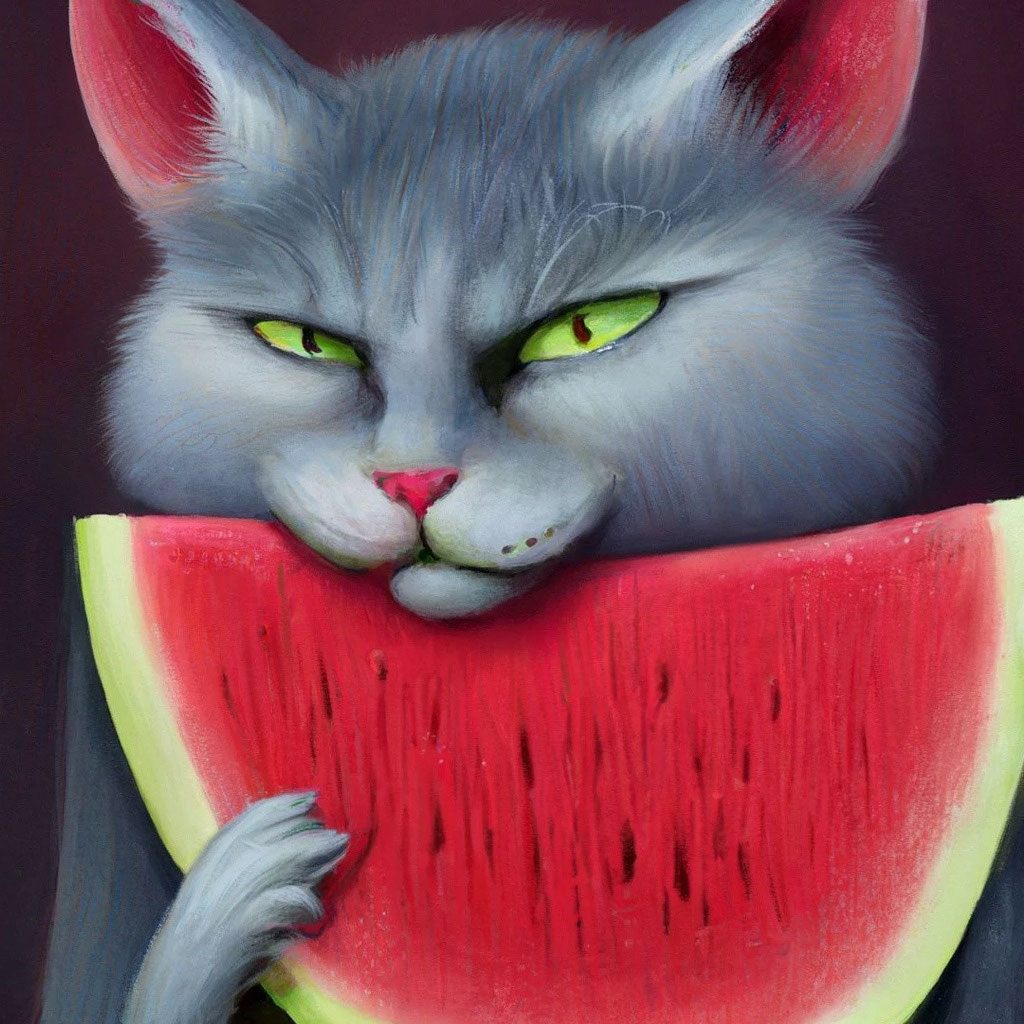 "Tired cat lowered his head into a …" — image created in Shedevrum