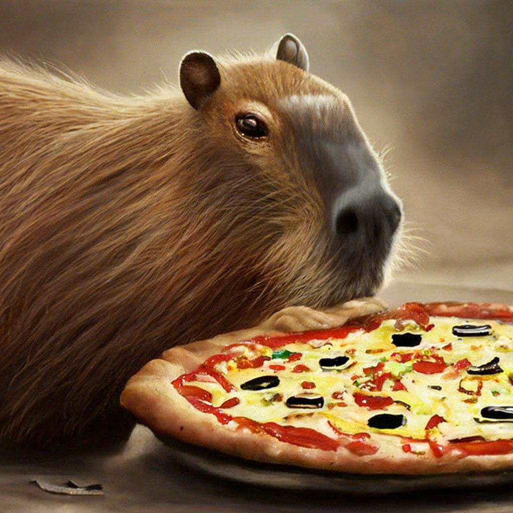 Capybara Eating Pizza