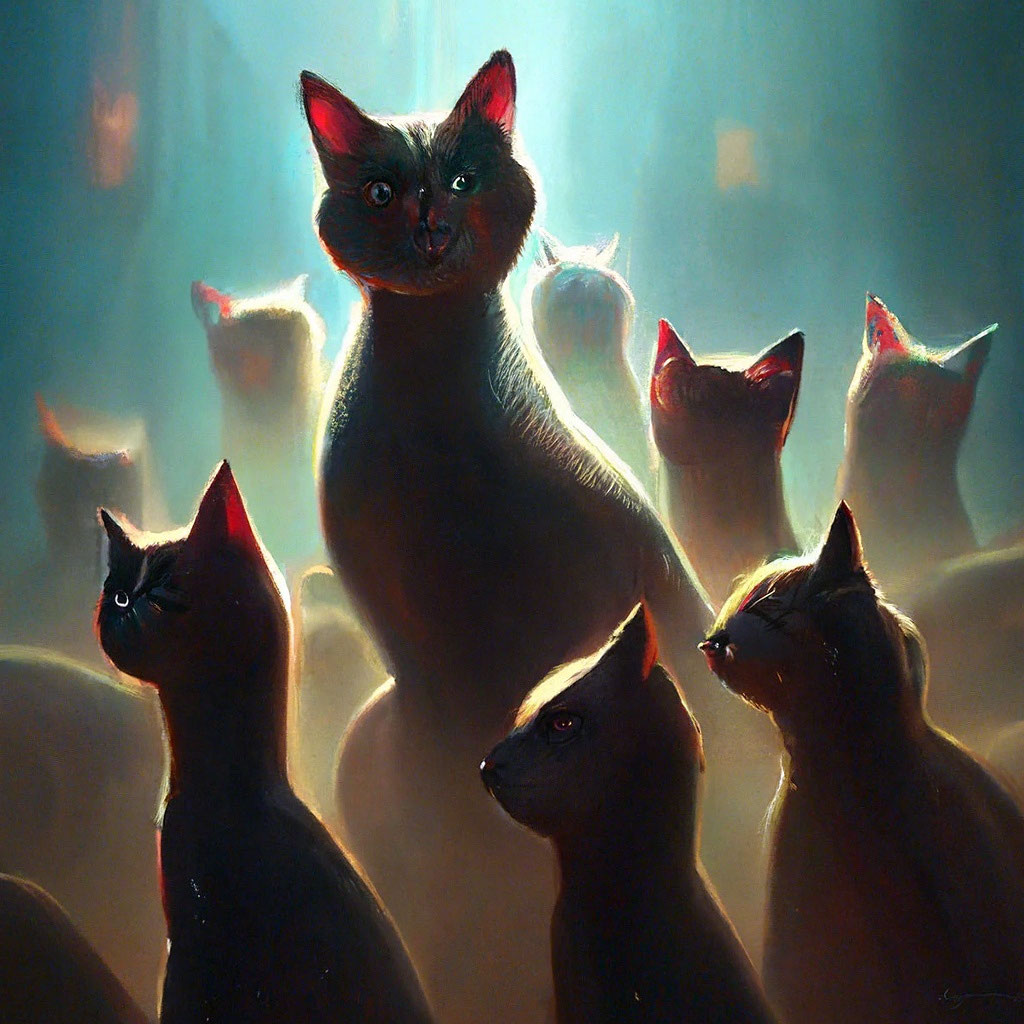 "A herd of students in the form of …" — image created in Shedevrum