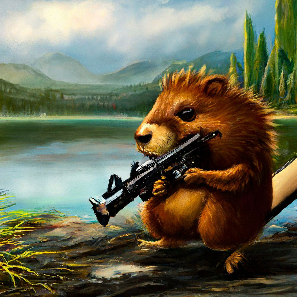 Cartoon Beaver With Gun