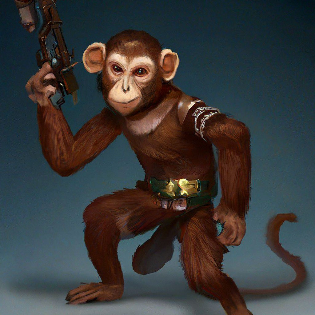"Monkey with a grenade, cool" — image created in Shedevrum