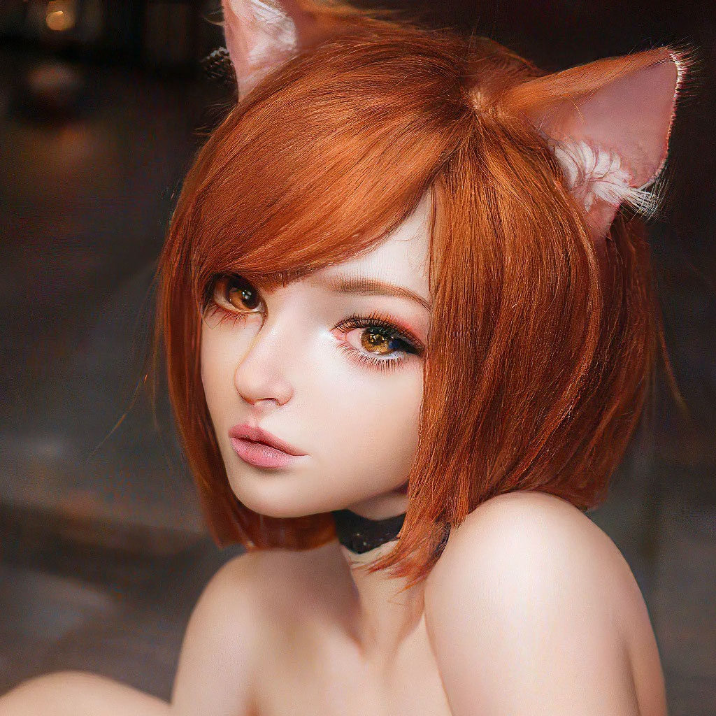 «Красивая девушка с кошачьими ушами…» — картинка создана в Шедевруме