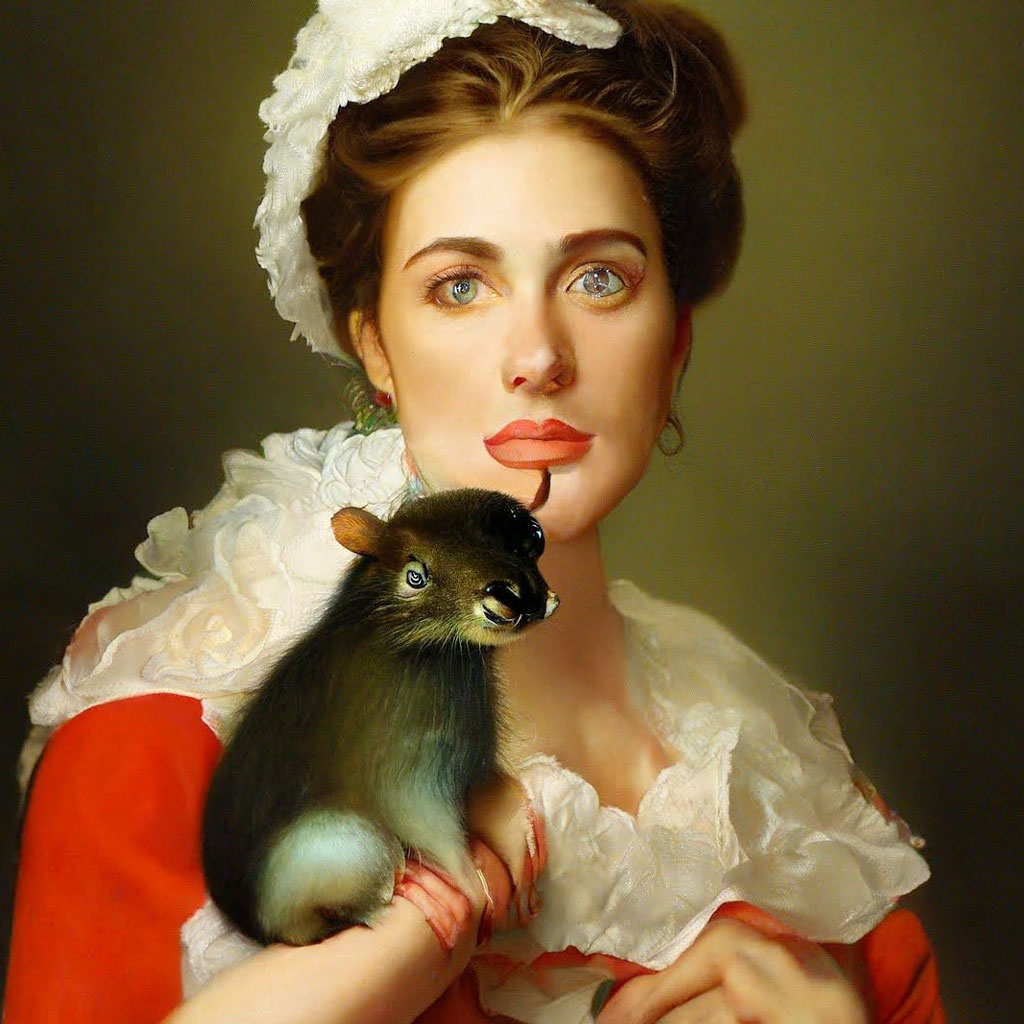 «Мэм с хомяком» — создано в Шедевруме