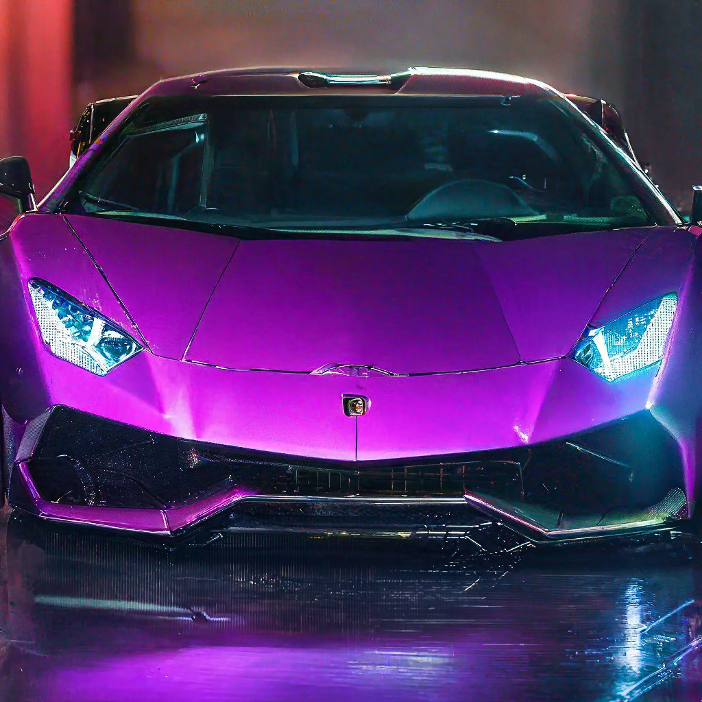 «Фиолетовая машина, lamborgini, …» — создано в Шедевруме