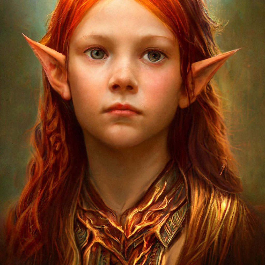 "A child from a fire elf and a human" — image created in Shedevrum