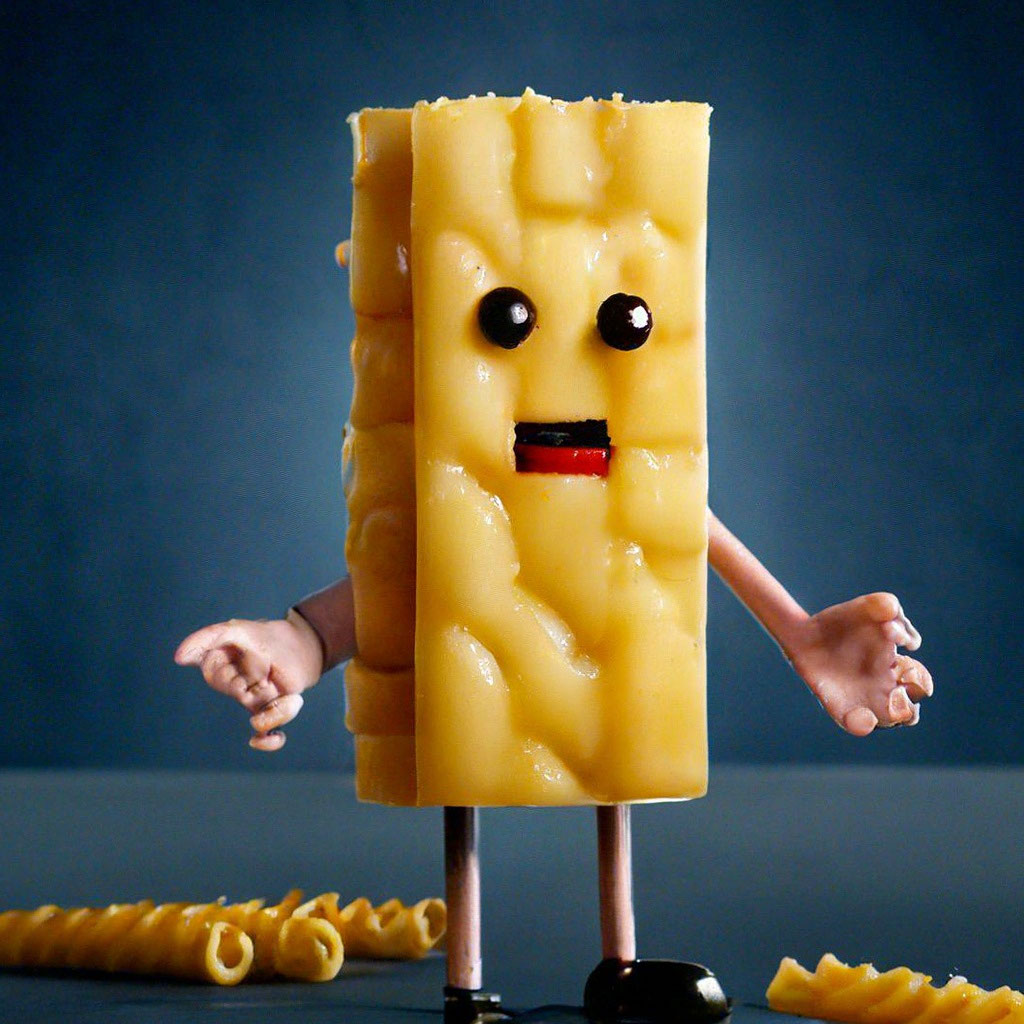 "Macaroni man" — image created in Shedevrum