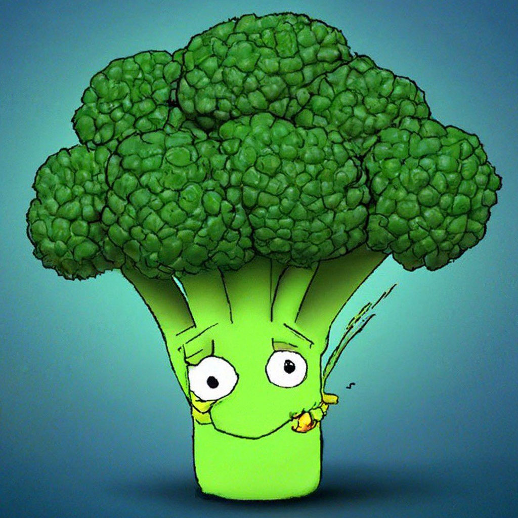 Cartoon Broccoli Cute Kawaii Dancing Broccoli Cartoon Illustration'