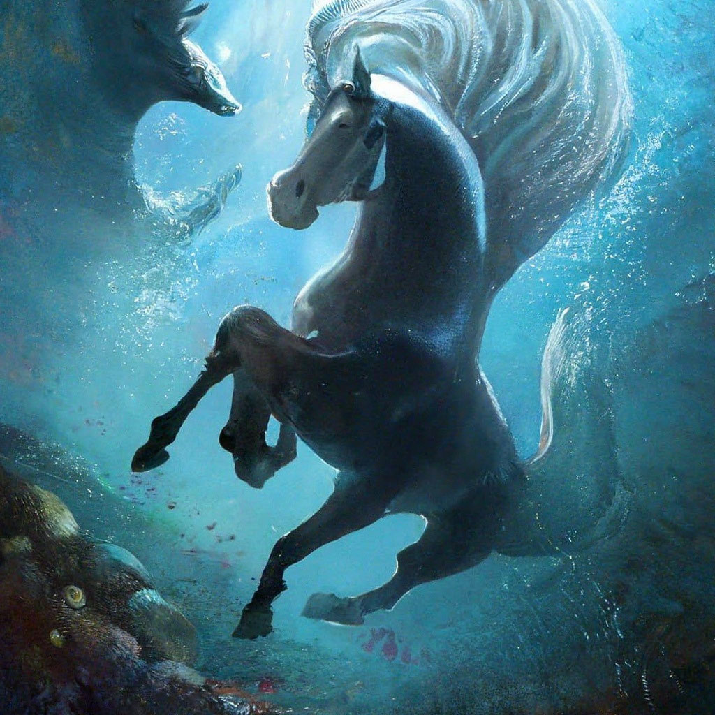 "Water horse" — image created in Shedevrum