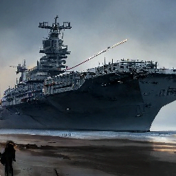 "Warship aircraft carrier rusty beached" — image created in Shedevrum