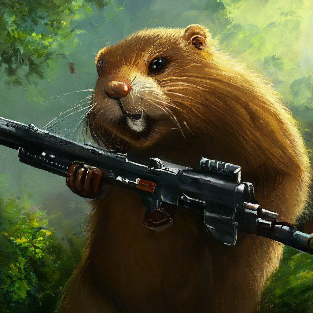 Cartoon Beaver With Gun