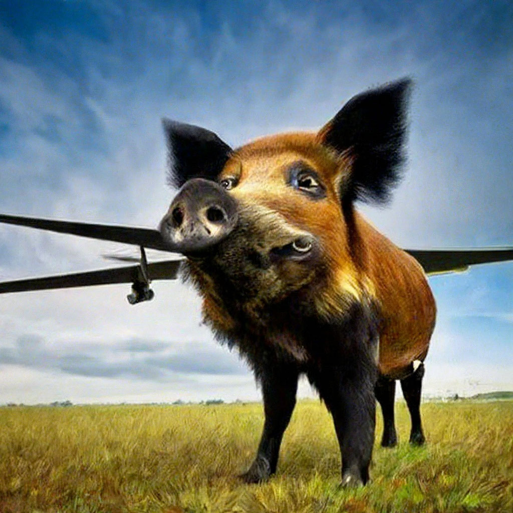 "Boar on a plane , professional photo…" — image created in Shedevrum