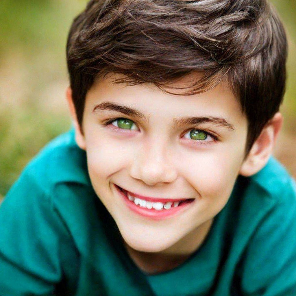 Cute Boy With Black Hair And Green Eyes