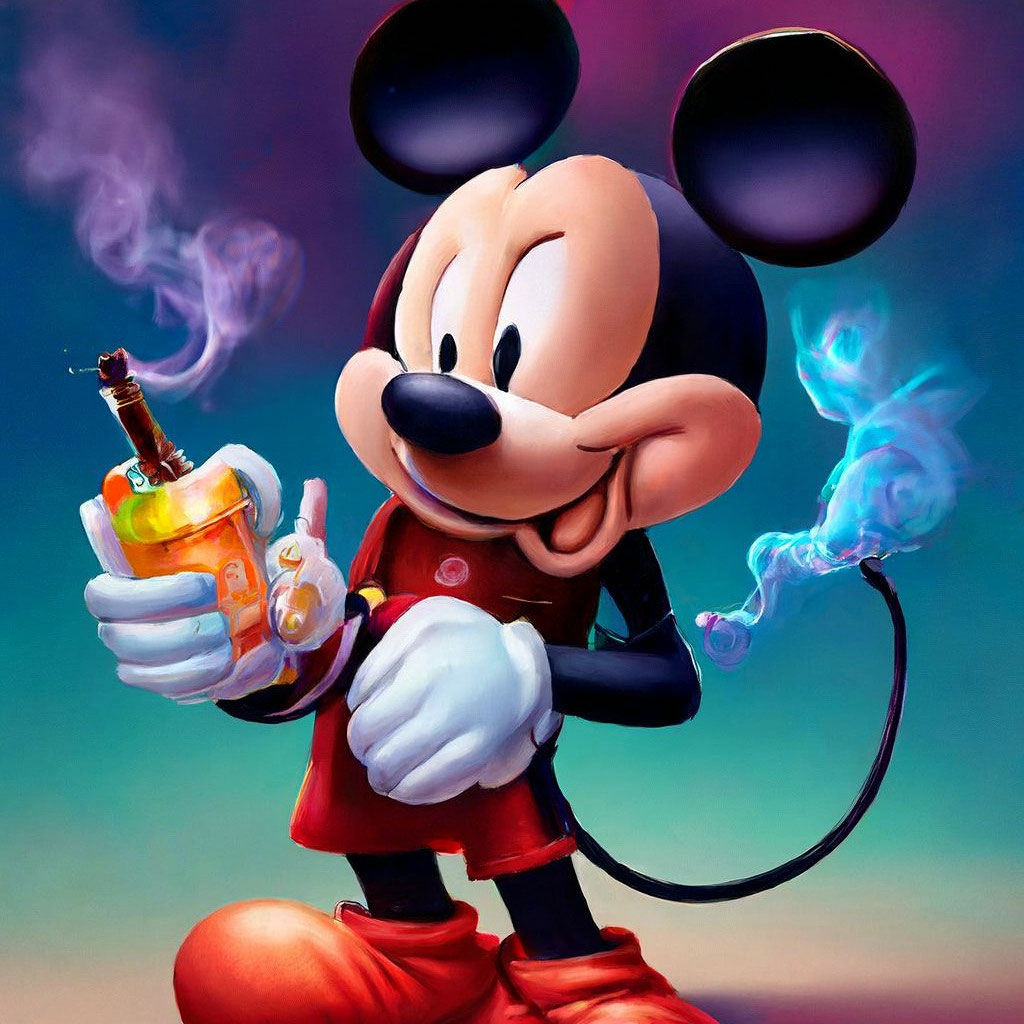 Mickey Mouse Fumando Narguile Smoking Mickey Mouse Etsy