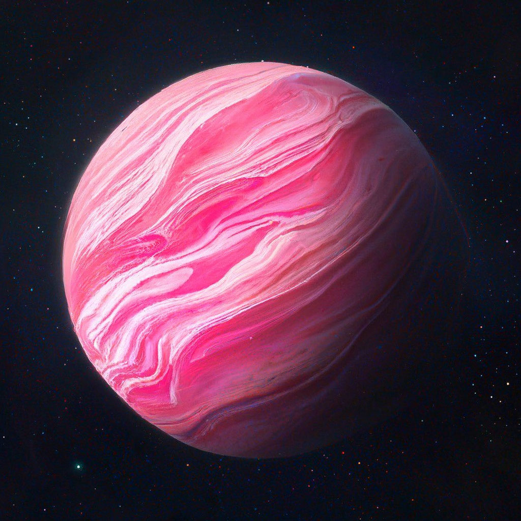 Pink Planets In Space