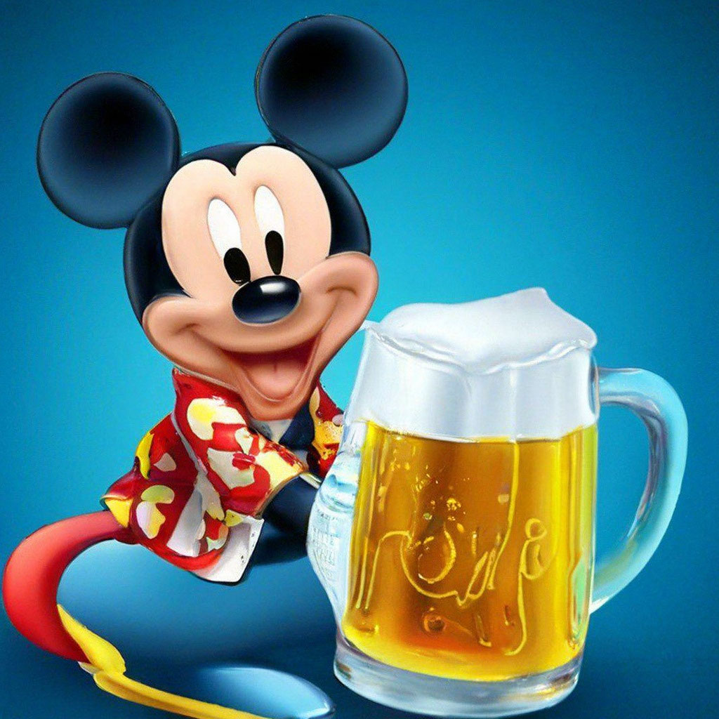 "Mickey mouse goofy drinks beer" — image created in Shedevrum