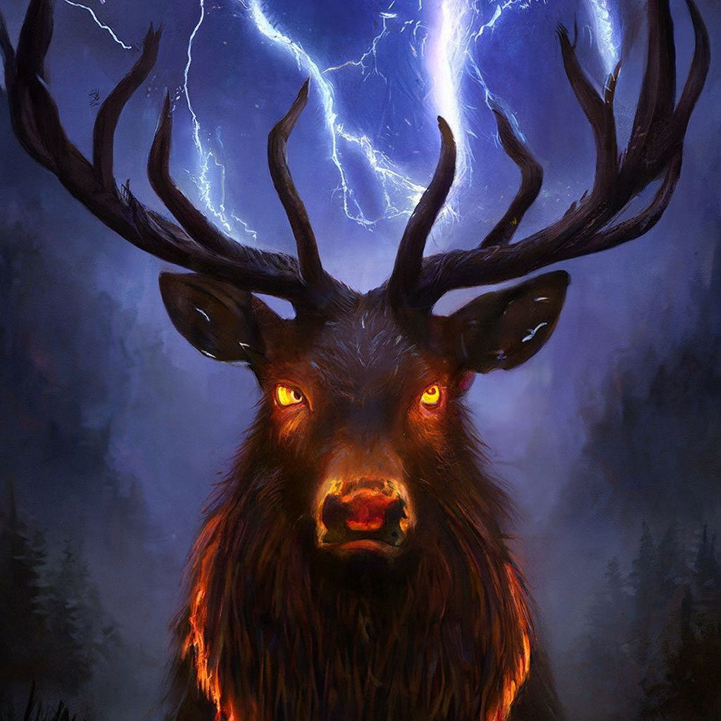 Mythical Deer Art A Mythical Fire Deer With Runes On …" — Image