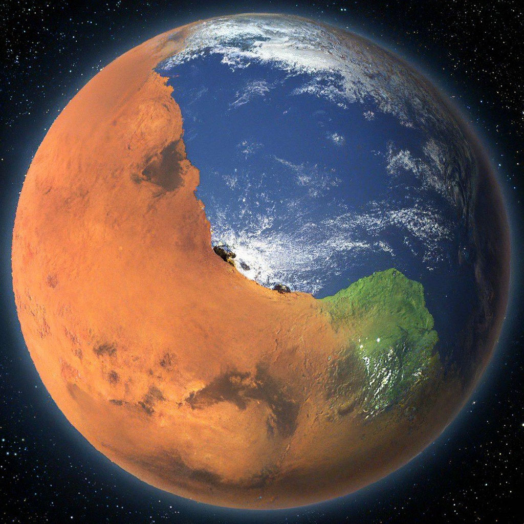 Half Earth Half Mars Mars Probe Takes An Image Of Earth And Moon From