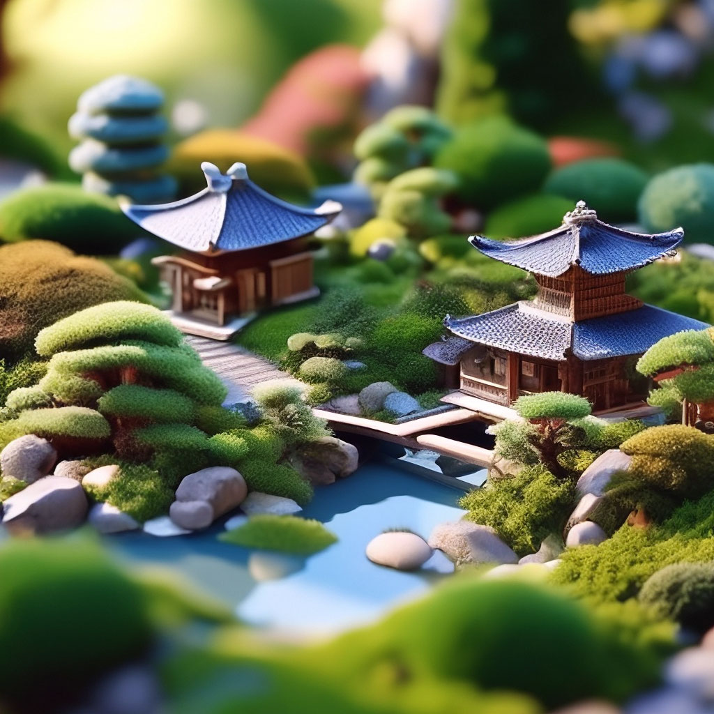 "Miniature. layout. japanese garden. …" — image created in Shedevrum