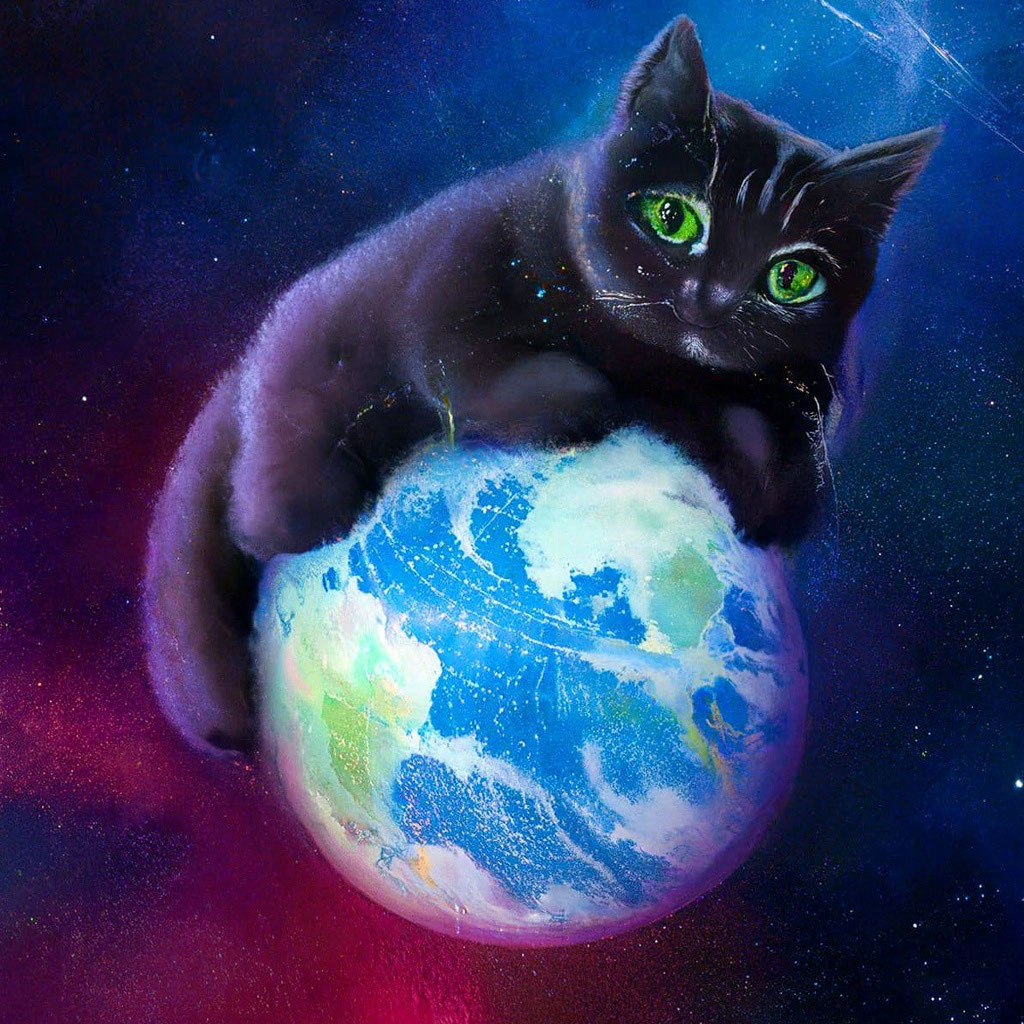 A Cat In Space Embraces The Globe … — Image Created In Shedevrum
