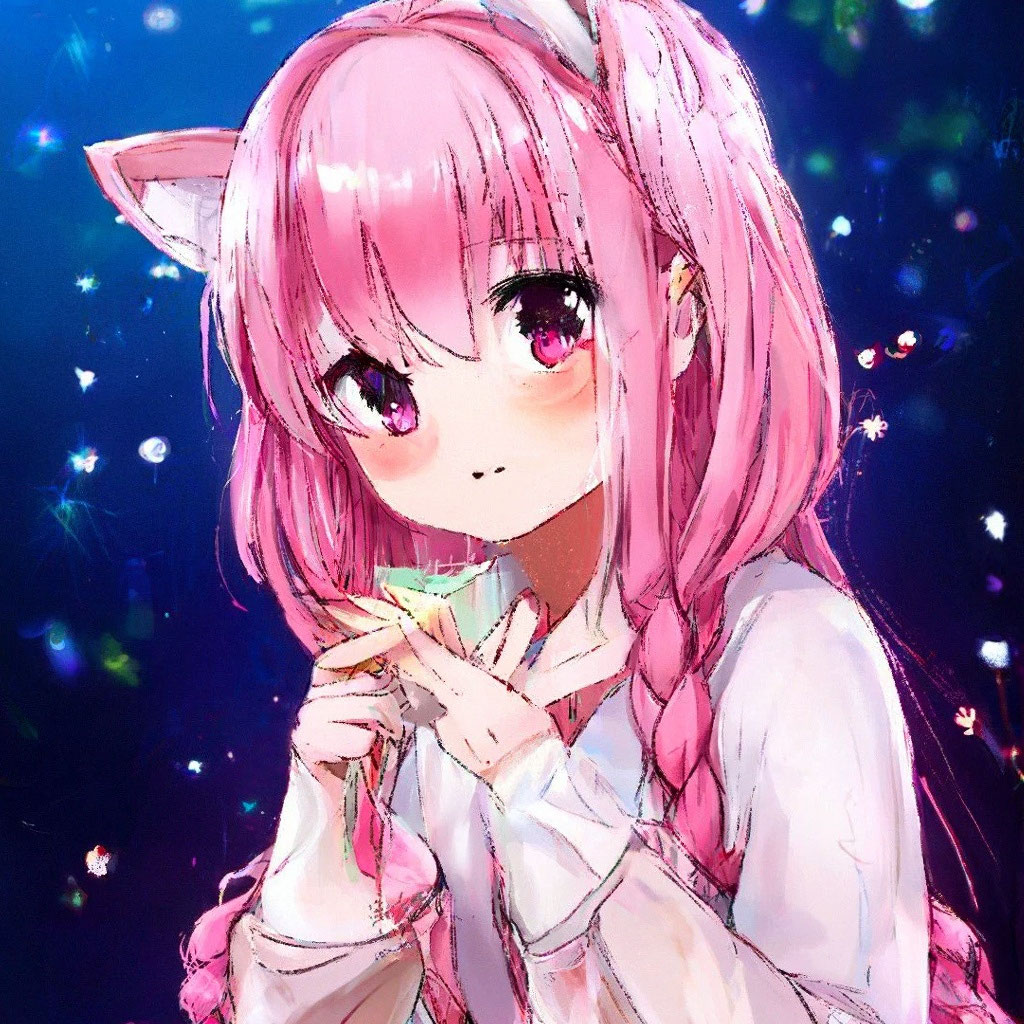 Anime Girl Pink Hair Pink Eyes Women Green Eyes Pink Hair Final