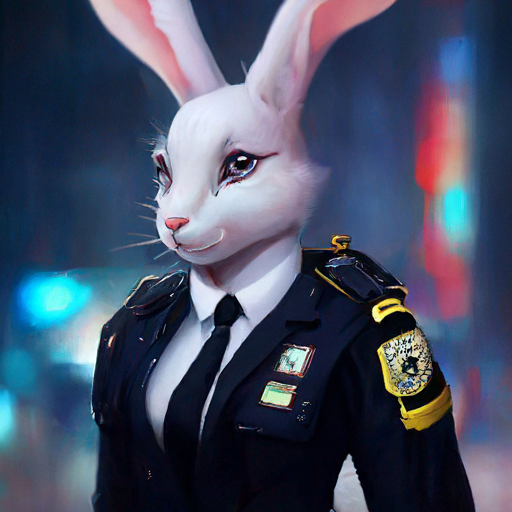 «Female anthro rabbit policeman, realistic, beautiful, high detail ...