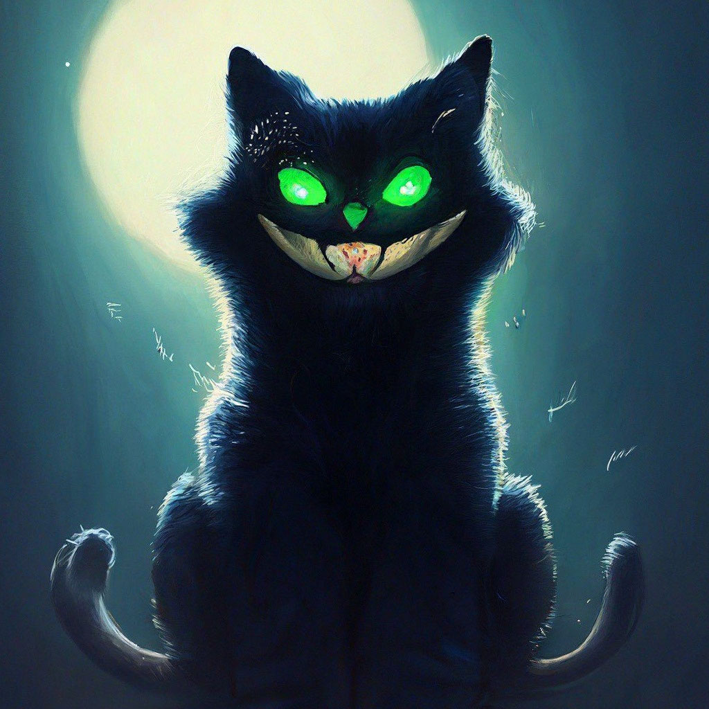 Green Eyed Cat Cartoon