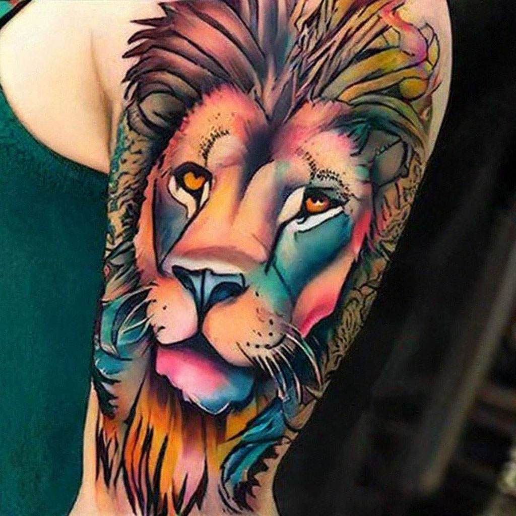 Colorful Lion Tattoo