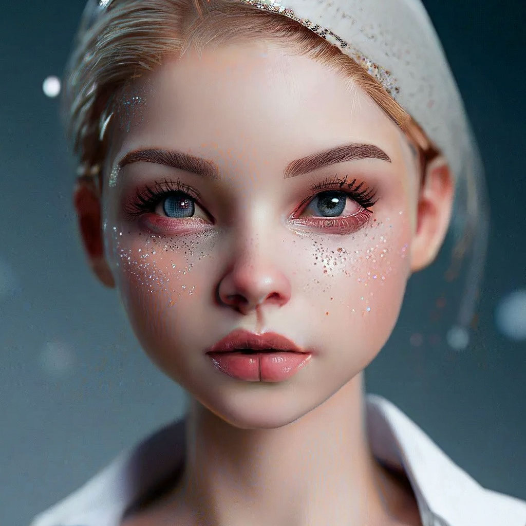 «3d rendering, 3d model, Гламурная школьница в белоснежной выглаженной ...