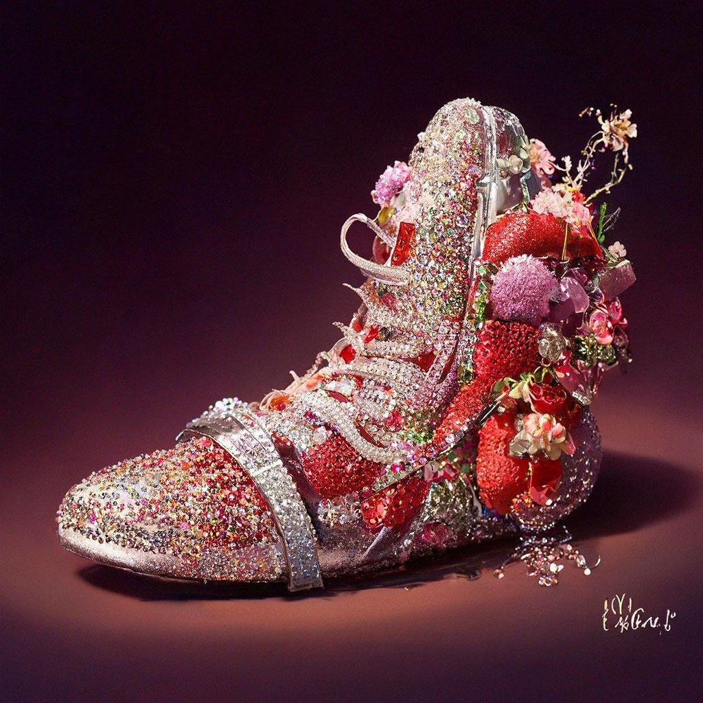 "Crystal sneaker covered with …" — image created in Shedevrum