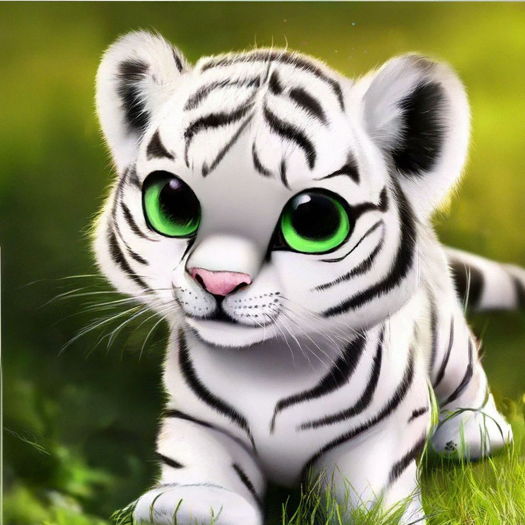 Cartoon White Tiger