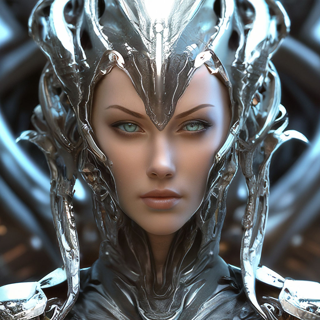 «Close-up of a beautiful alien woman…» — картинка создана в Шедевруме