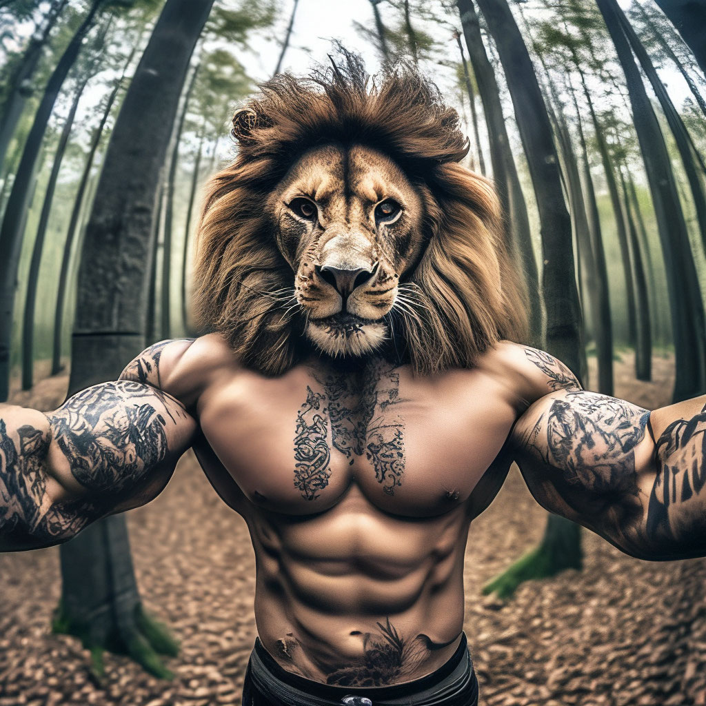 León Musculoso Sentado