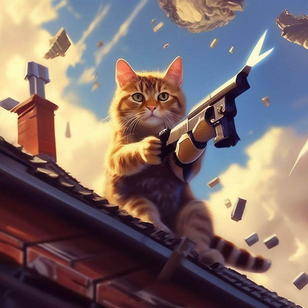 Cat With Gun Wallpaper