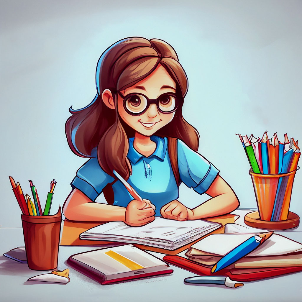 Cartoon Doing Homework