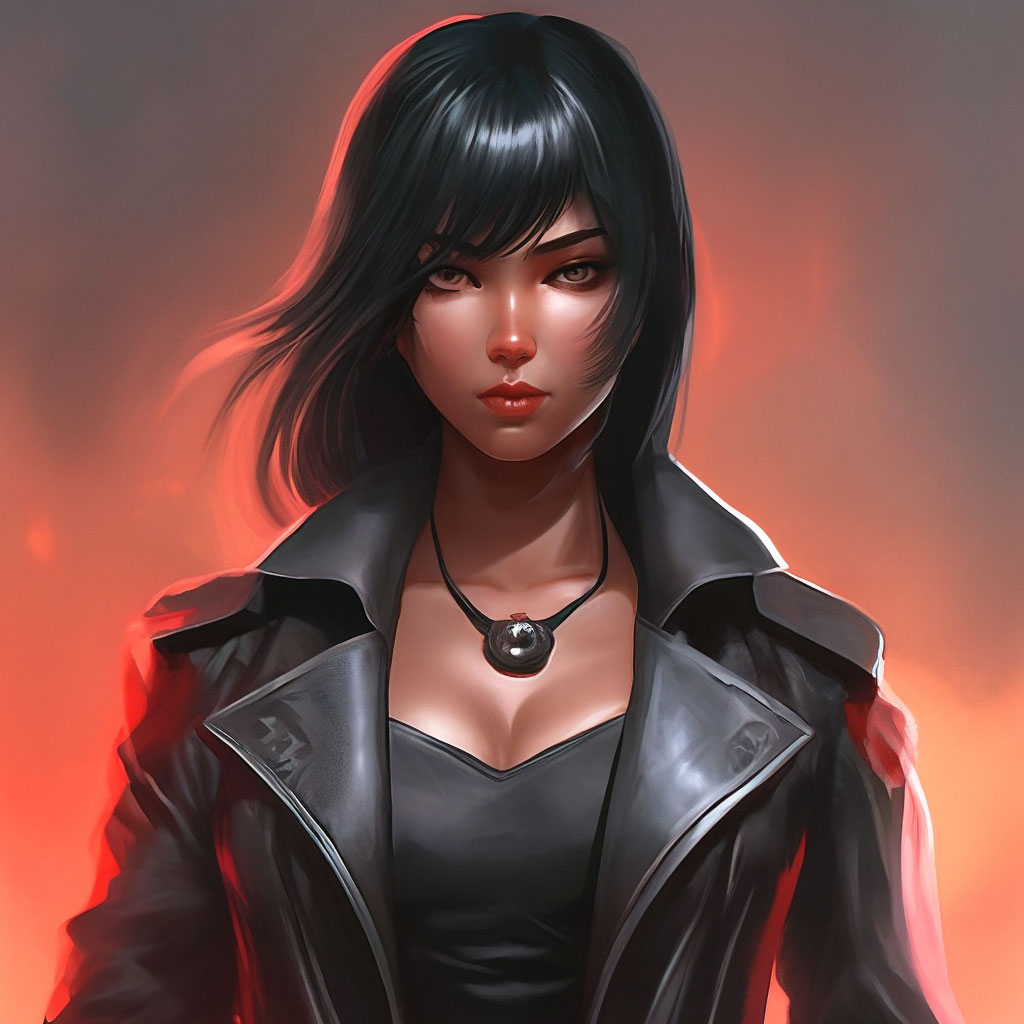 "The girl has a stern face, a proud …" — image created in Shedevrum