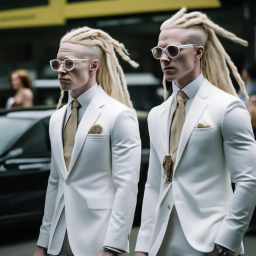 «Albino twins from the matrix, two pumped-up and tall male twins, with ...